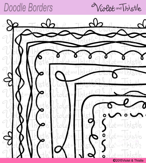 Borders Doodle Border Frames Clipart Pretty Hand Drawn Sketched Clip ...