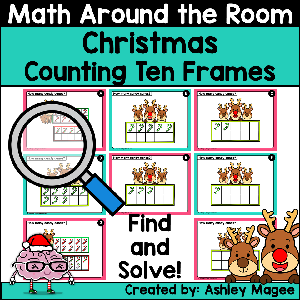 Christmas Math Around the Room Ten Frames Printable Task Card Activity ...
