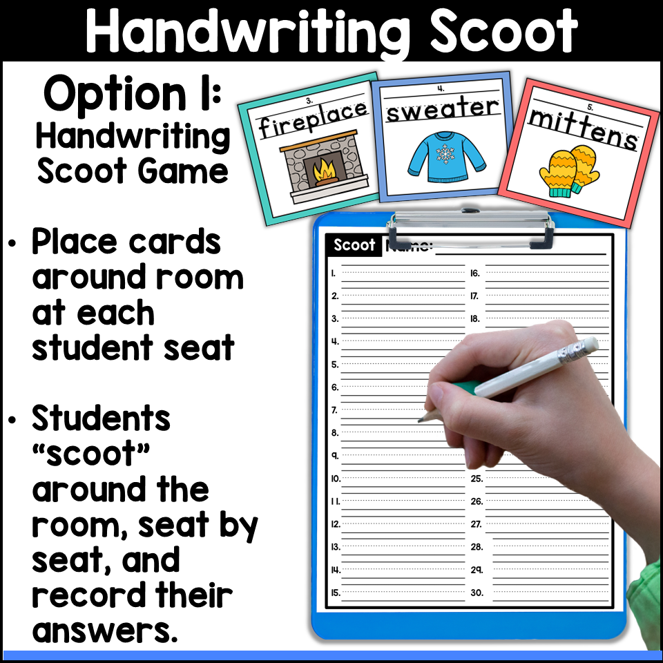 Winter Themed Handwriting Scoot or Write the Room Writing Activity ...