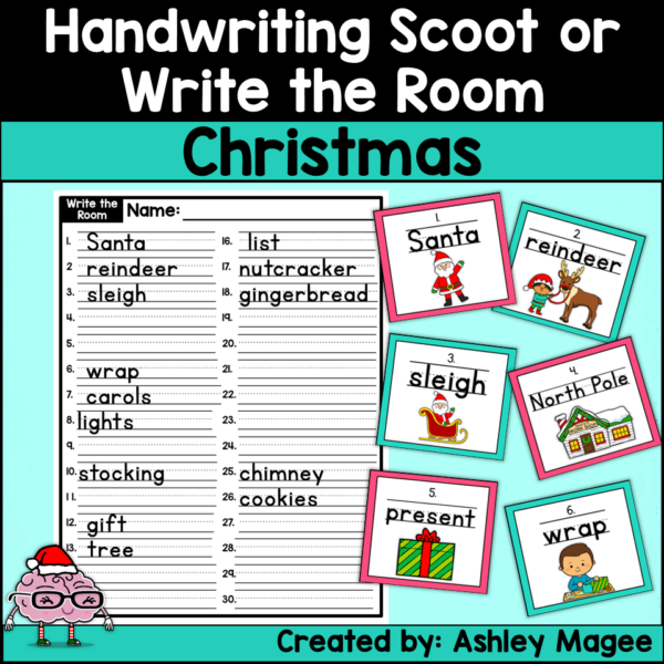 Christmas Handwriting Scoot or Write the Room Writing Activity Center ...