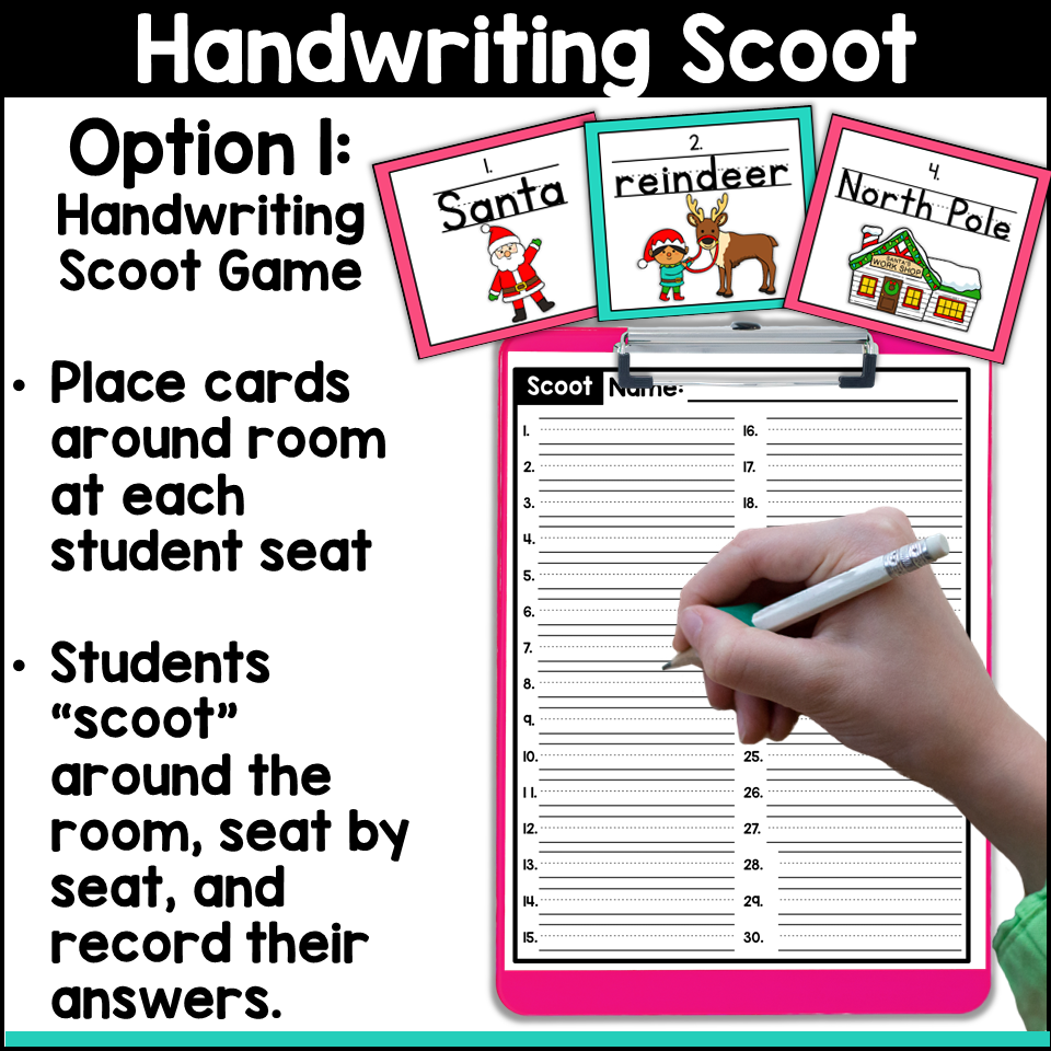 Christmas Handwriting Scoot or Write the Room Writing Activity Center ...