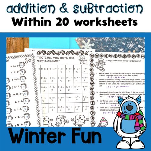 Winter Addition and Subtraction within 20 Worksheets | Made By Teachers