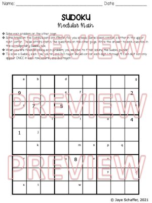 Modular Arithmetic Sudoku Puzzle | Made By Teachers