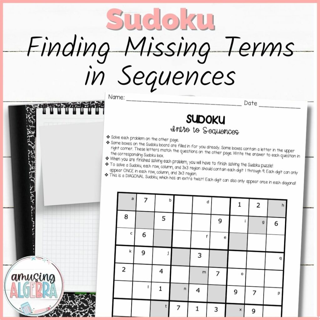 Intro to Sequences Diagonal Sudoku Puzzle - Made By Teachers