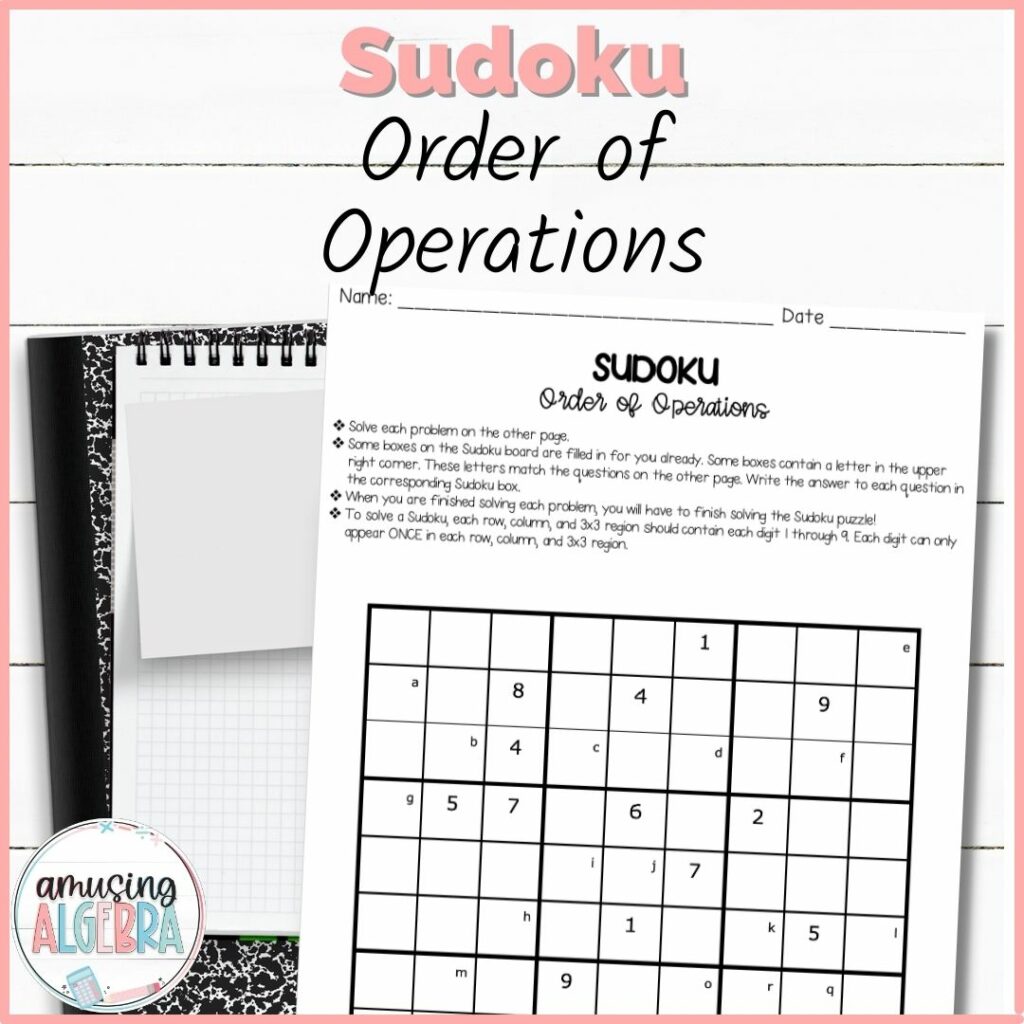 Order of Operations Sudoku Puzzle - Made By Teachers