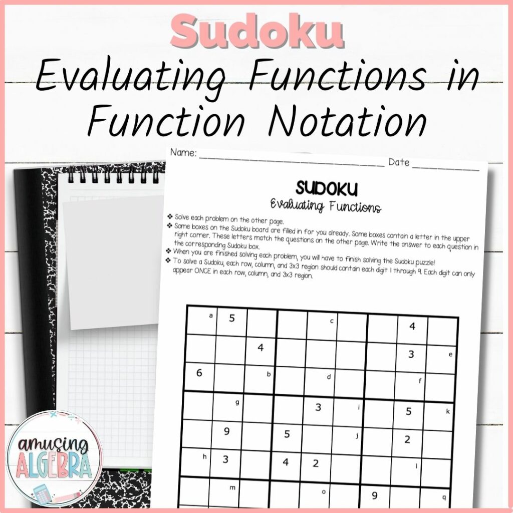 Evaluating Functions Sudoku Puzzle | Made By Teachers