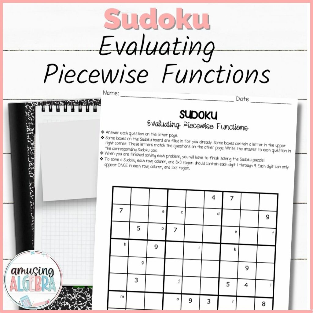 Evaluating Piecewise Functions Sudoku Puzzle - Made By Teachers