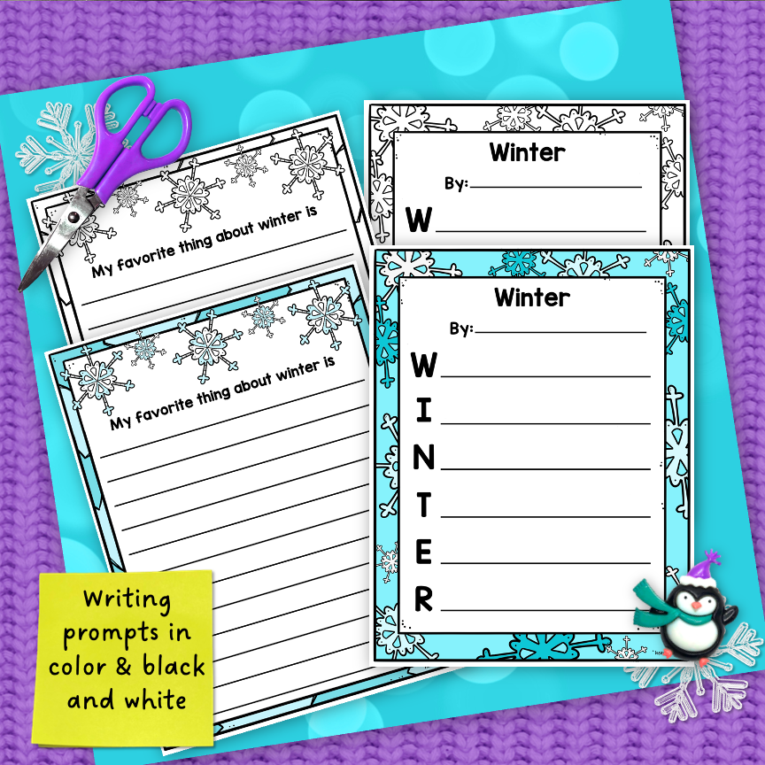 Winter Wreath Craft | Penguin Craft | Writing Prompt | Acrostic Poem ...