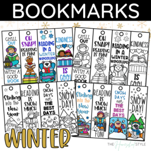 Winter Coloring Bookmarks | Winter Student Gifts Bookmarks to Color ...
