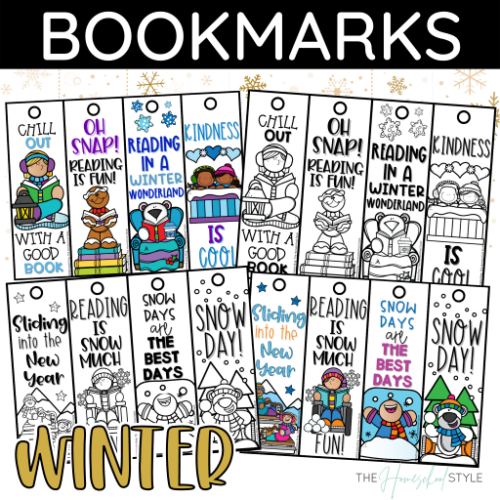 Winter Coloring Bookmarks | Winter Student Gifts Bookmarks to Color ...