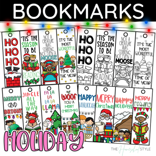 Colorful Holiday Bookmarks to Color - December Student Gifts | Made By ...