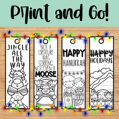 Colorful Holiday Bookmarks to Color - December Student Gifts | Made By ...