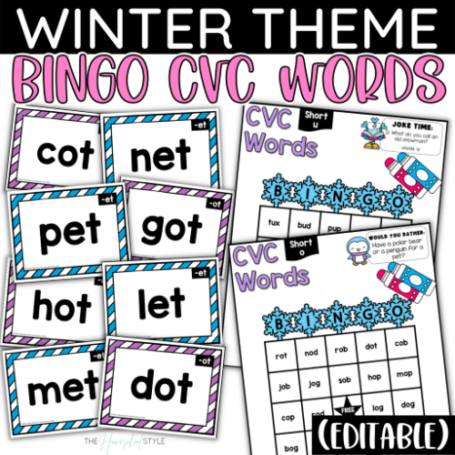 Winter CVC Word BINGO Cards - No Prep Printable & Editable | Made By ...
