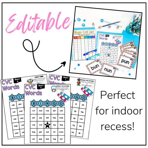Winter CVC Word BINGO Cards - No Prep Printable & Editable | Made By ...