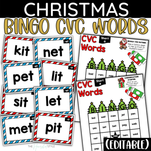 Christmas CVC Word BINGO Cards - No Prep Printable & Editable | Made By ...