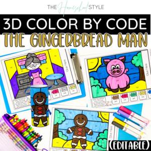The Gingerbread Man Story Activities - Editable 3D Color By Code | Made ...