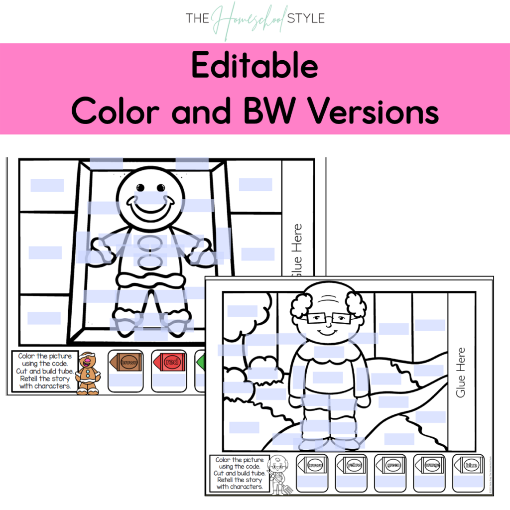 The Gingerbread Man Story Activities - Editable 3D Color By Code | Made ...