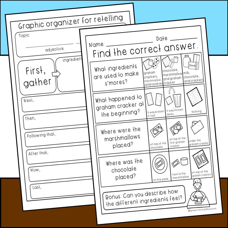 Speech Therapy: Vocabulary, Sequence, and Retell with Indoor Mini Smore ...