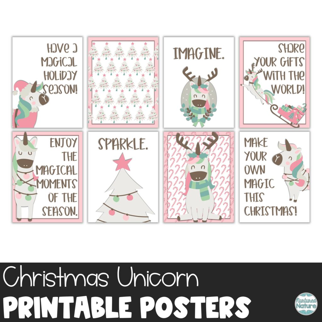 Unicorn Christmas Bulletin Board Posters - Easy December Classroom ...