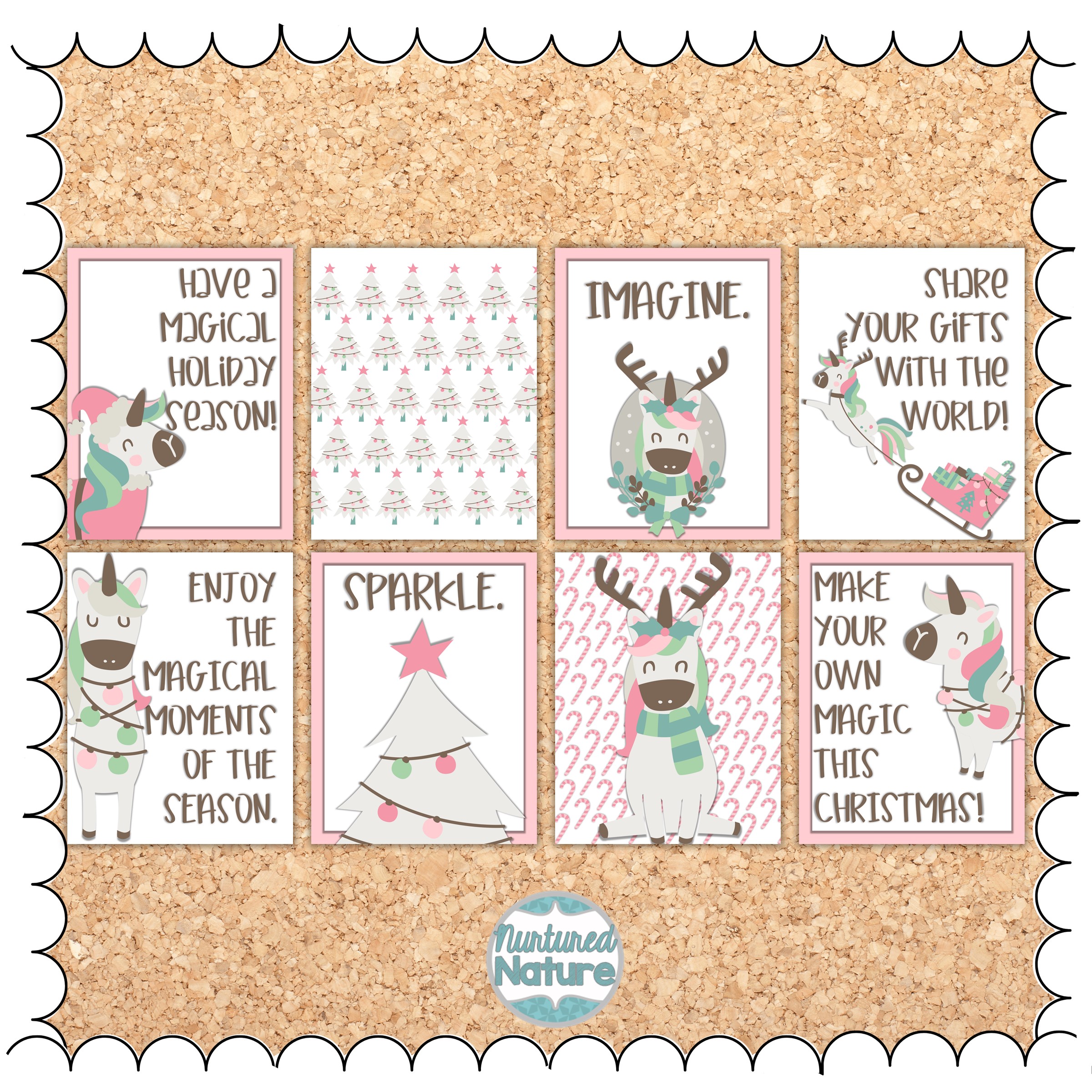 Unicorn Christmas Bulletin Board Posters - Easy December Classroom ...