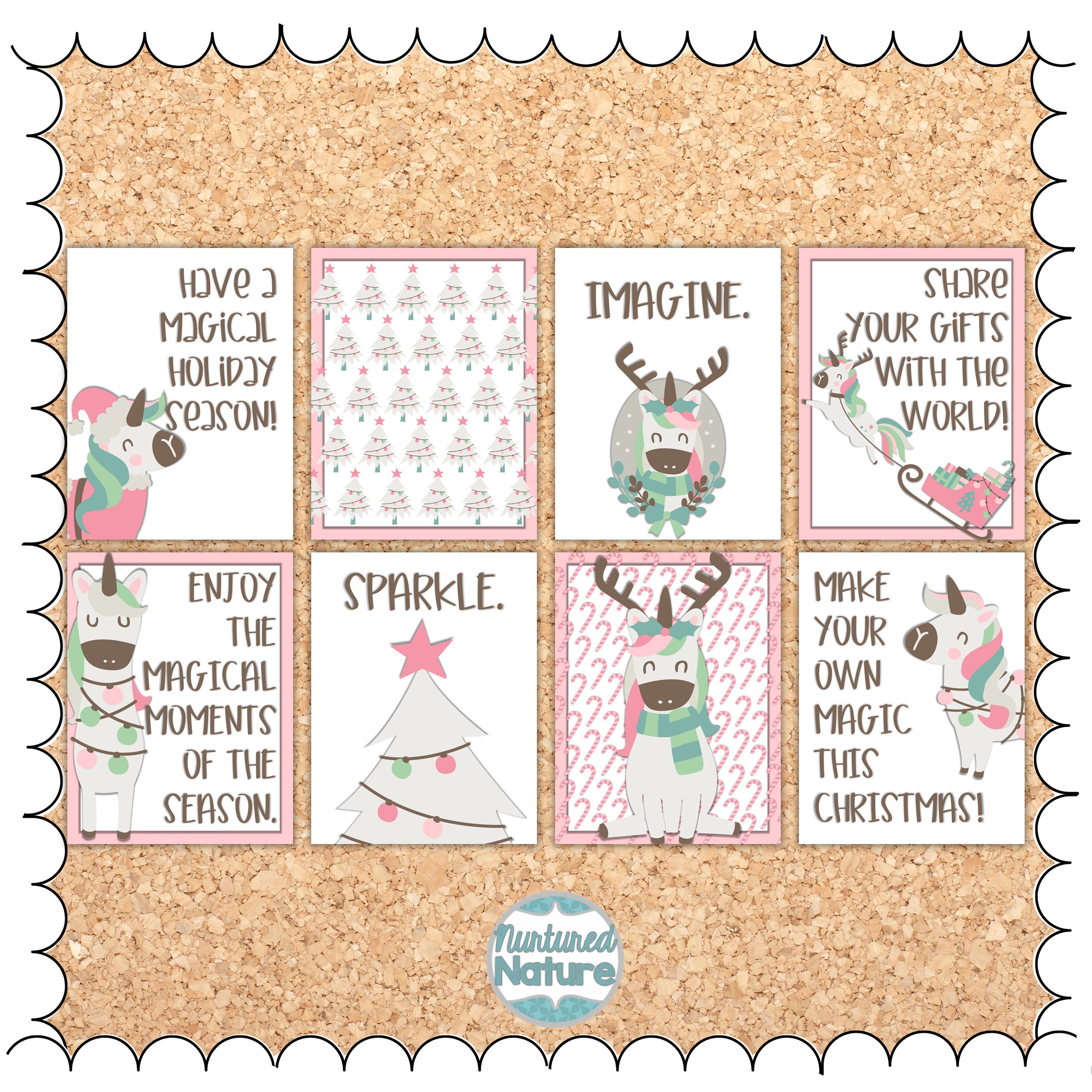 Unicorn Christmas Bulletin Board Posters - Easy December Classroom ...