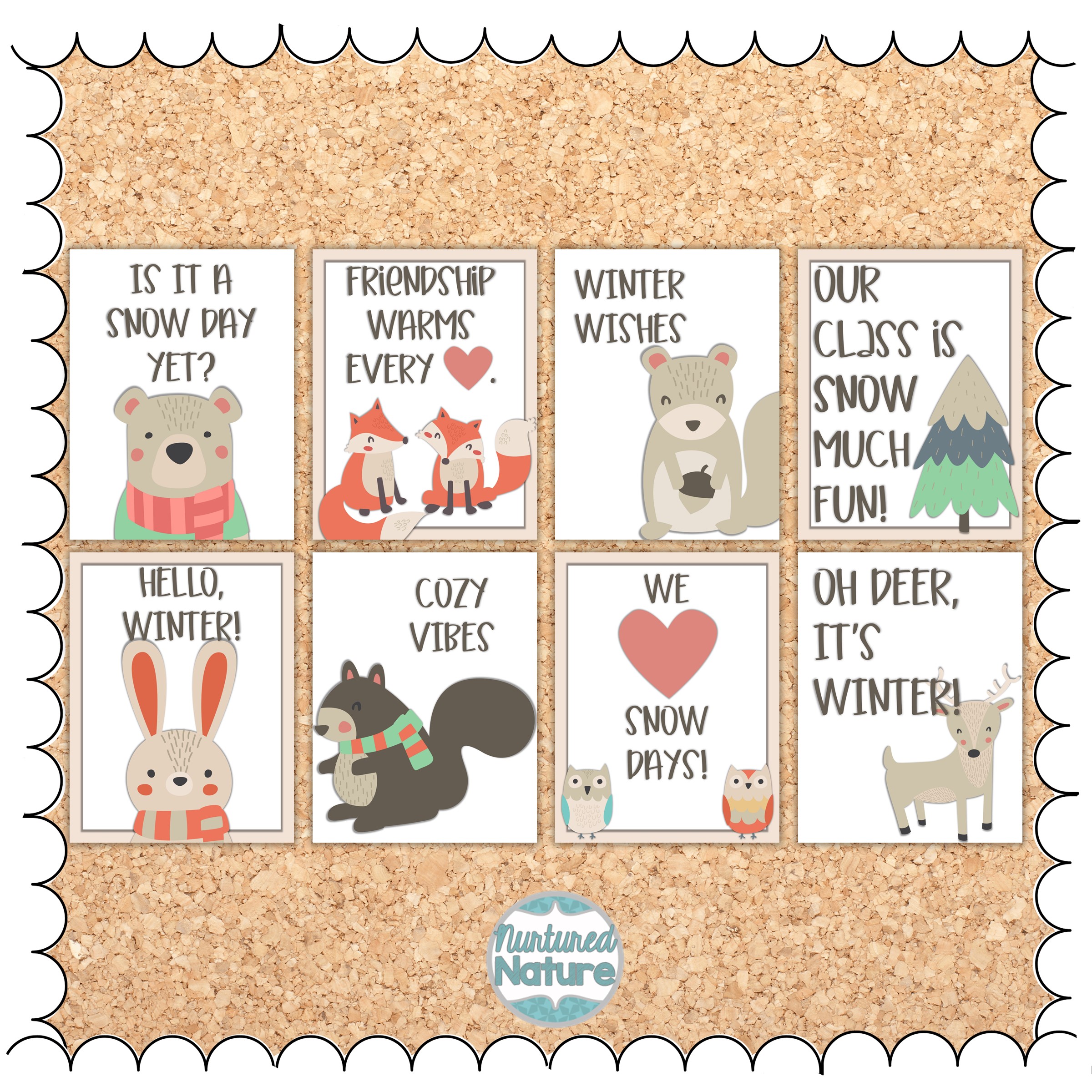 Woodland Animals Winter Bulletin Board Posters - Easy January Classroom ...