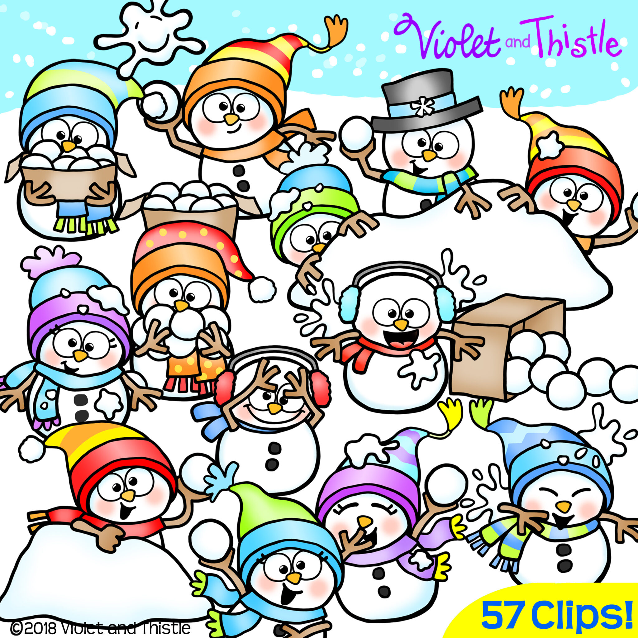 Snowman Clipart Snowmen Snowball Fight Clip Art Frosty Fun Cute Happy ...