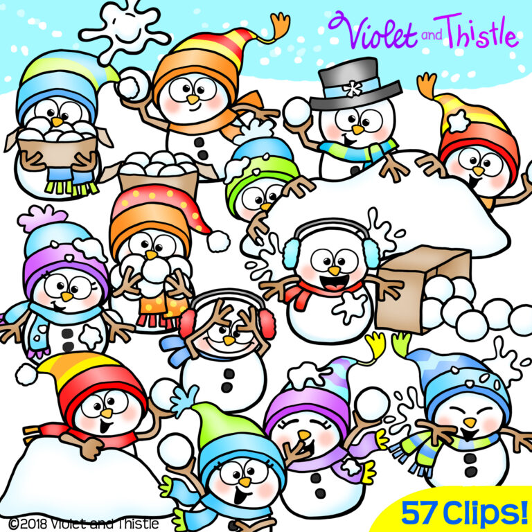 Snowman Clipart Snowmen Snowball Fight Clip Art Frosty Fun Cute Happy ...