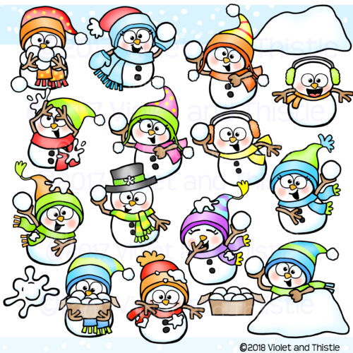 Snowman Clipart Snowmen Snowball Fight Clip Art Frosty Fun Cute Happy ...