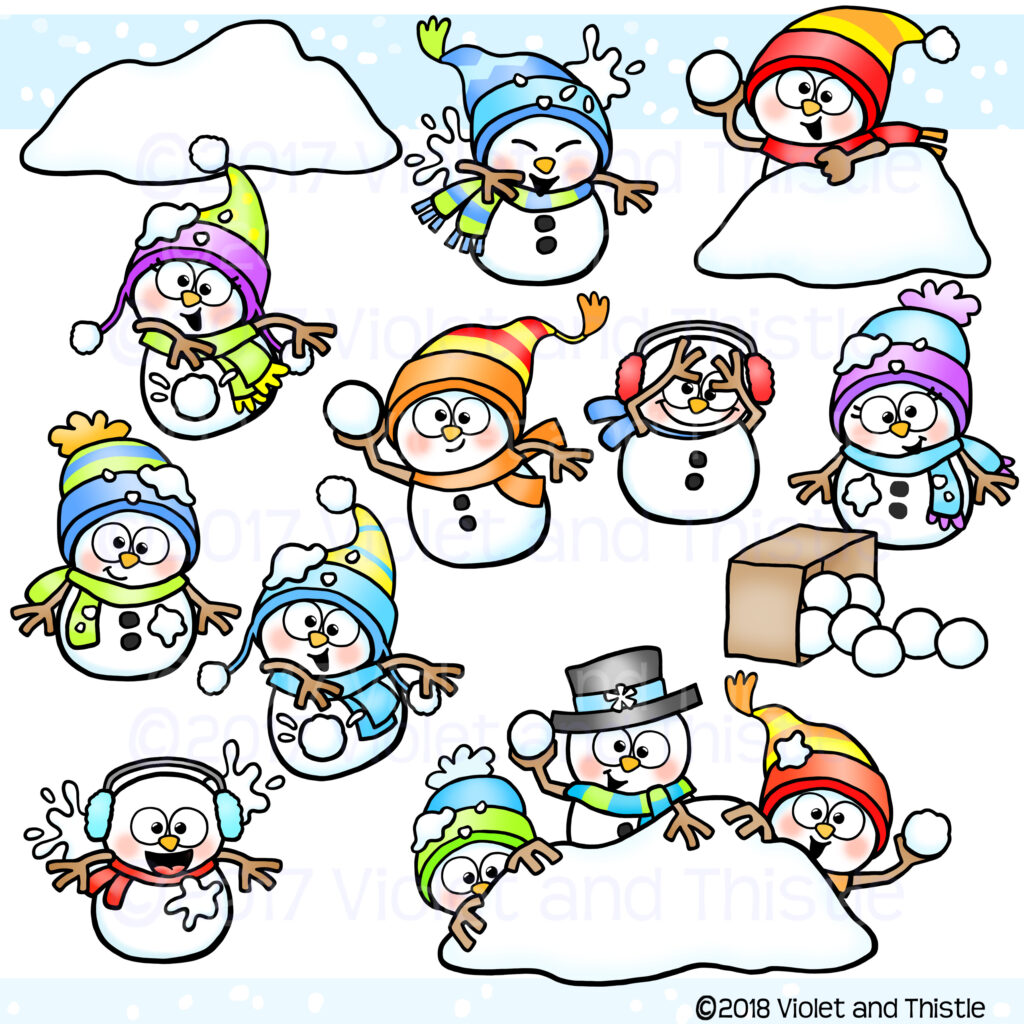 Snowman Clipart Snowmen Snowball Fight Clip Art Frosty Fun Cute Happy ...