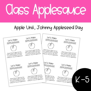 Class Applesauce: Apple or Johnny Appleseed Unit | Made By Teachers