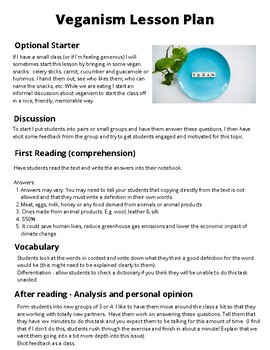 Veganism - Reading Comprehension for English & ESL Classrooms - Made By ...