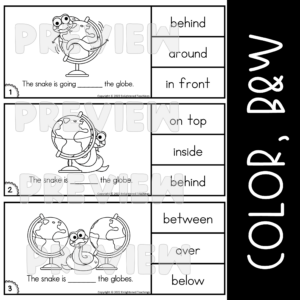 Snake Preposition Clip Cards Task Cards Positional Words School ...