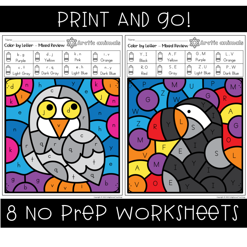 Arctic Animal Alphabet Letter Recognition Color by Letter NO PREP ...