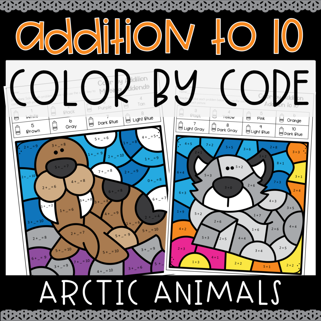 Arctic Animal Addition to 10 Color by Code Number NO PREP Coloring ...