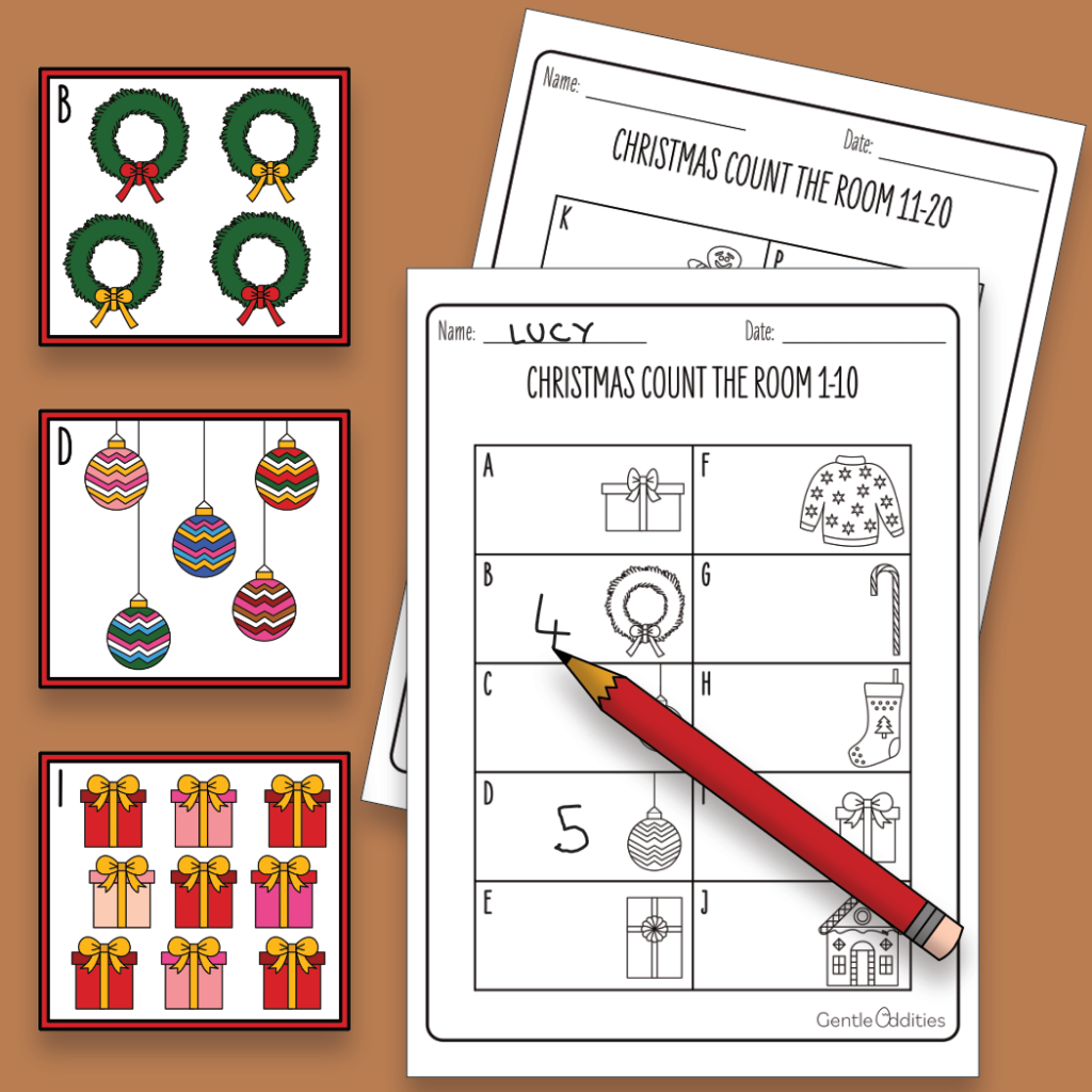 Christmas Math Activity Count The Room Counting Cards 1-20 - Made By ...
