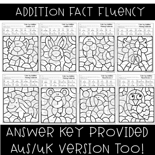 Arctic Animal Addition to 10 Color by Code Number NO PREP Coloring ...
