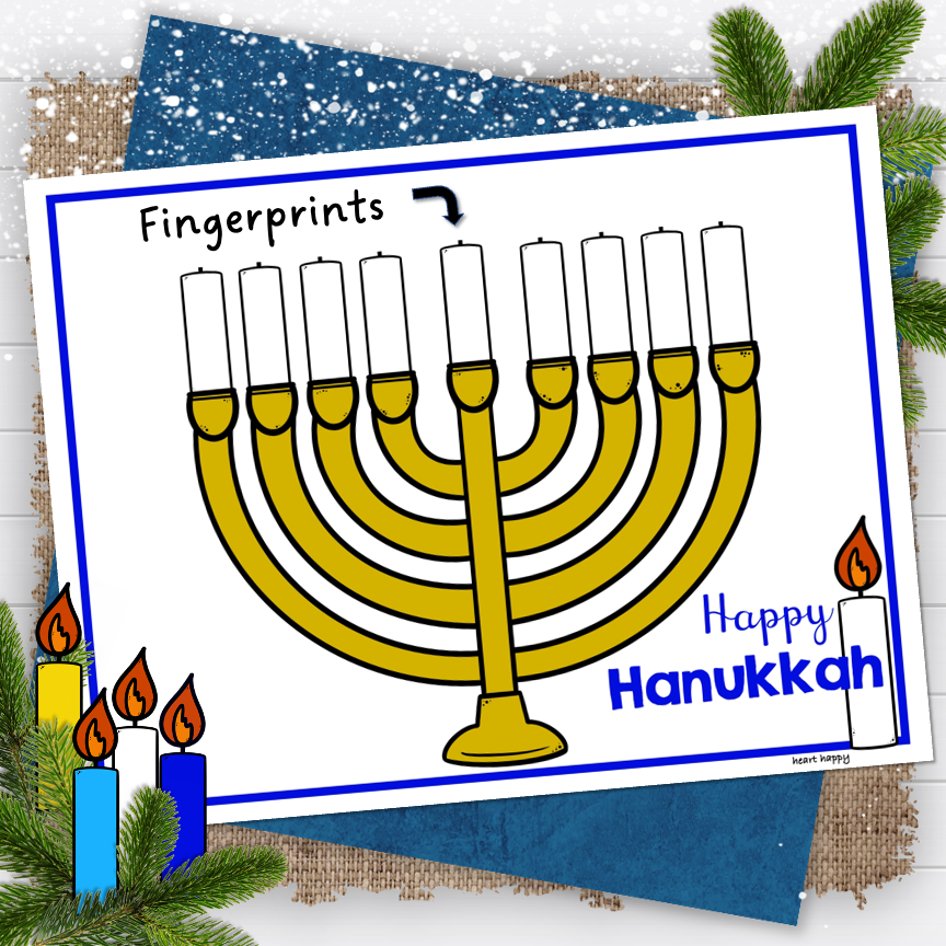 Hanukkah Menorah Finger Painting Craft | Made By Teachers