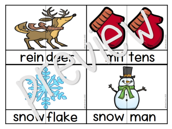 Christmas Syllable Puzzles and Clip Cards 2 in 1 | Made By Teachers