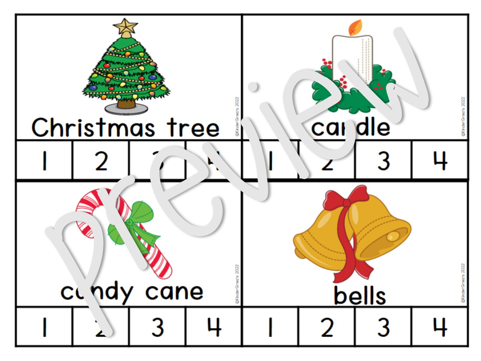 Christmas Syllable Puzzles and Clip Cards 2 in 1 | Made By Teachers
