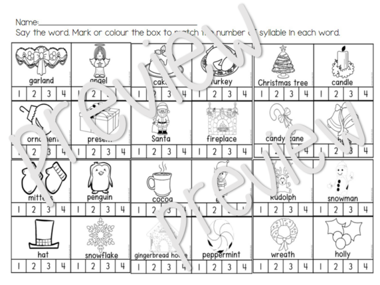 Christmas Syllable Puzzles and Clip Cards 2 in 1 | Made By Teachers