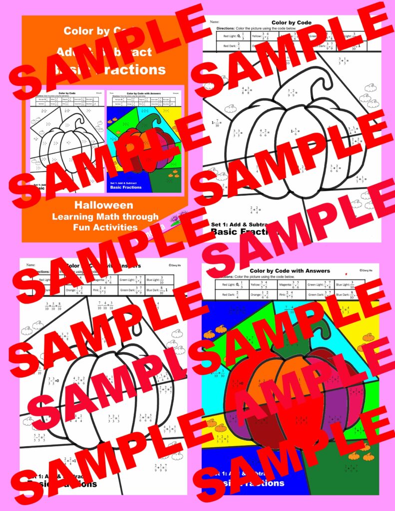 Halloween Color by Code: Add and Subtract Basic Fractions | Made By ...