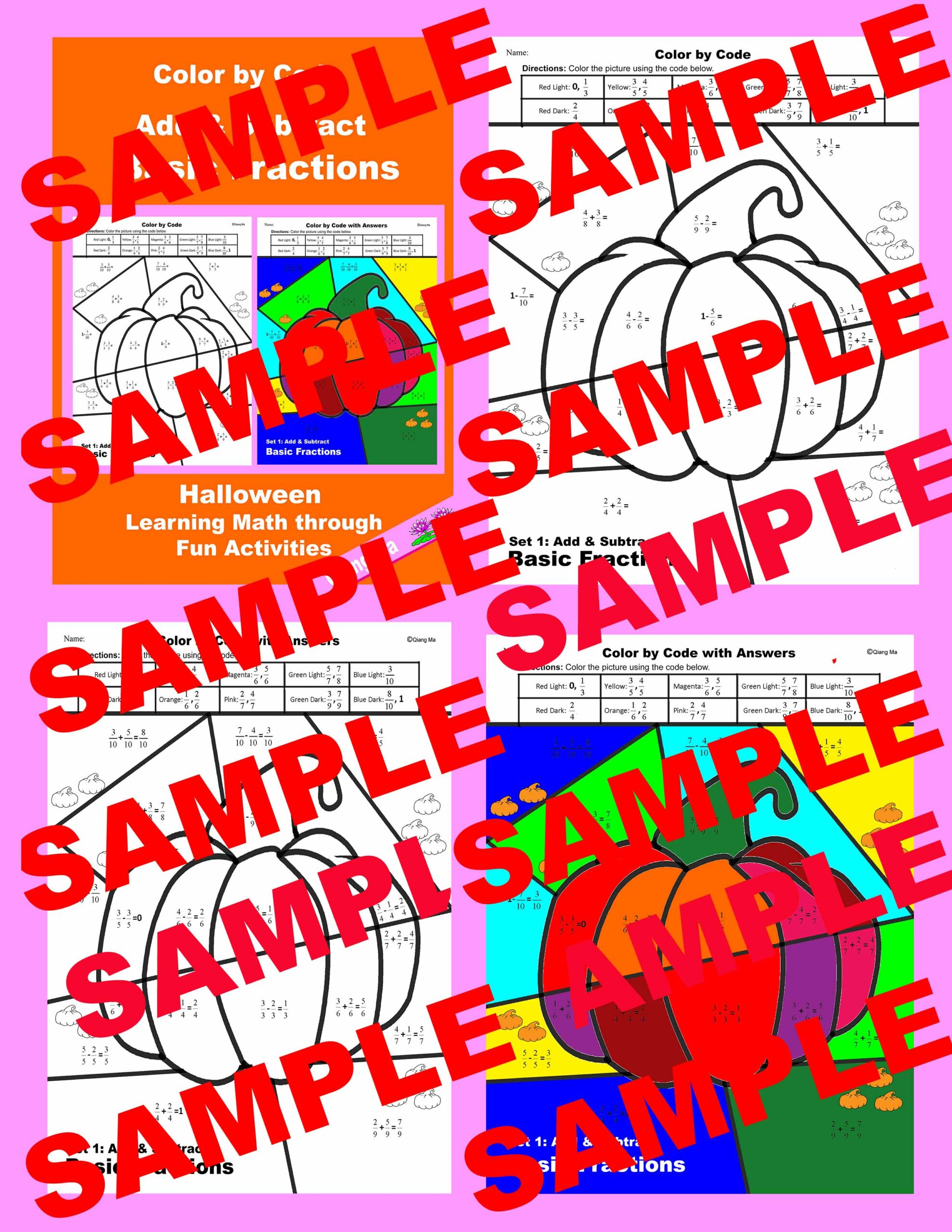 Halloween Color by Code: Add and Subtract Basic Fractions | Made By ...