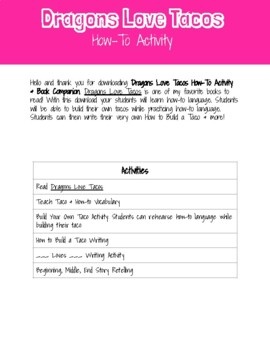 Dragons Love Tacos: Taco How-to & Book Companion | Made By Teachers