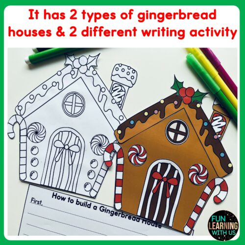 GINGERBREAD HOUSE CRAFTIVITY | Build a Gingerbread House Writing Craft ...