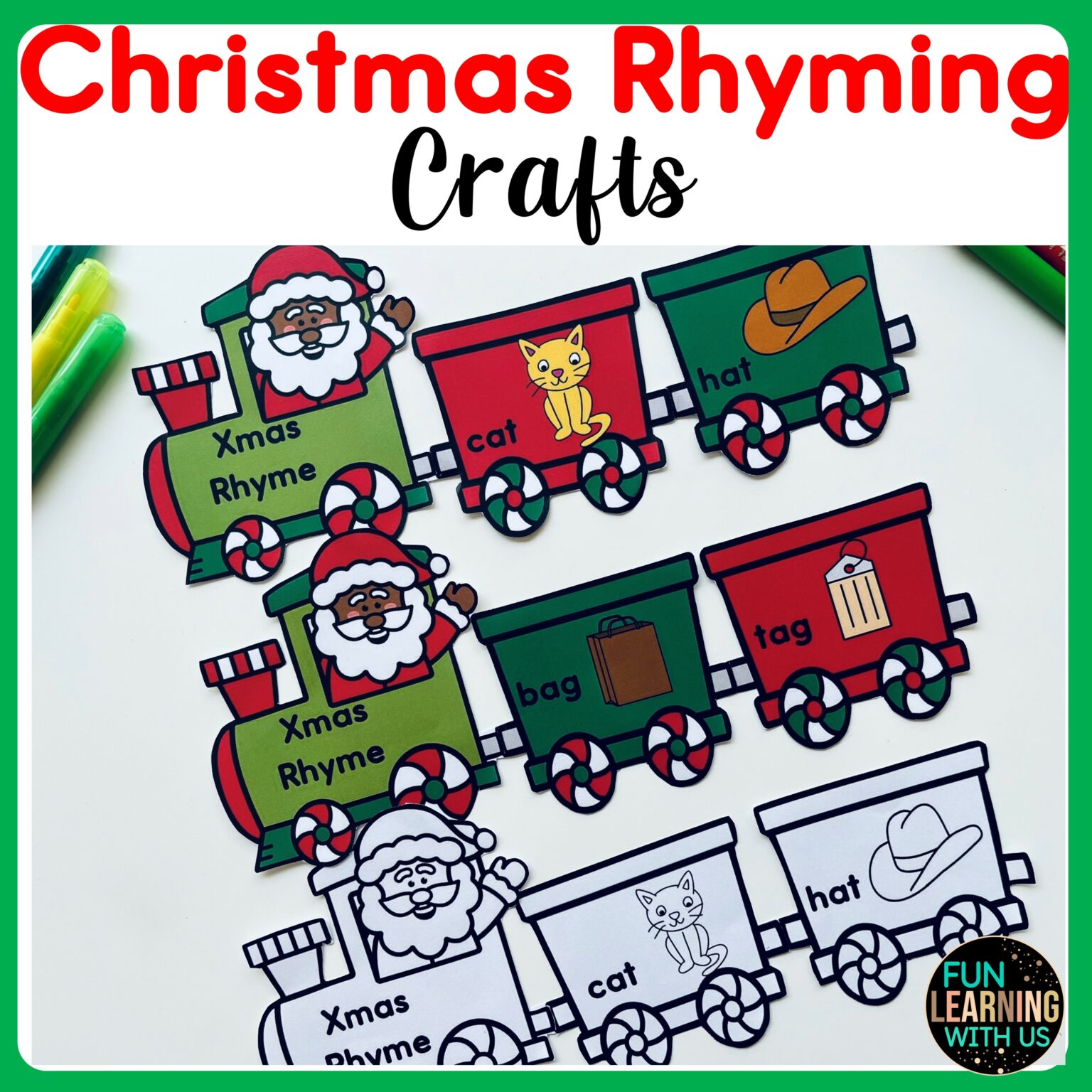 Christmas Train Rhyming Craft | December Kindergarten Center Craft ...