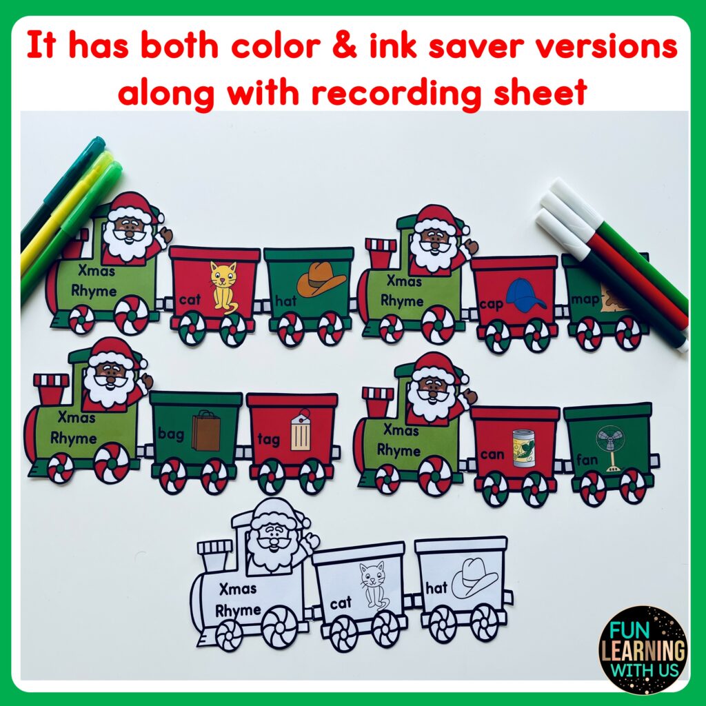 Christmas Train Rhyming Craft | December Kindergarten Center Craft ...