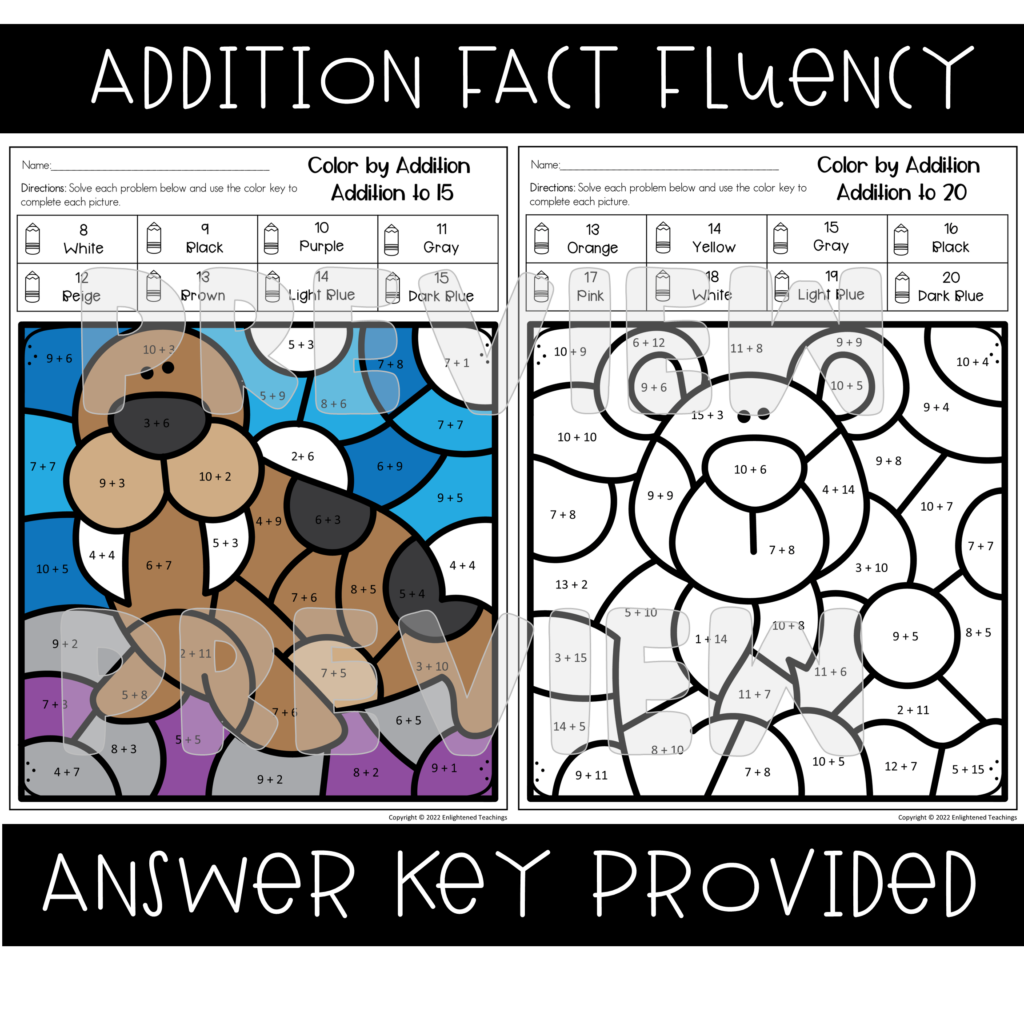 Arctic Animal Addition to 20 Color by Code Number NO PREP Coloring ...