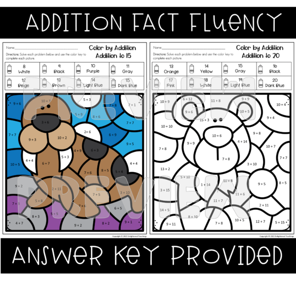 Arctic Animal Addition to 20 Color by Code Number NO PREP Coloring ...