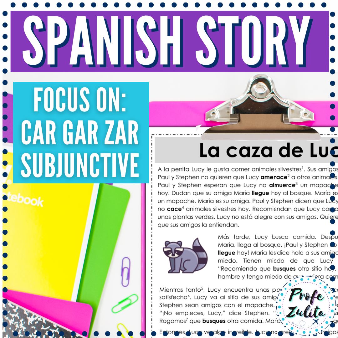 Spanish Present Irregular CAR GAR ZAR Subjunctive Reading & Activities ...